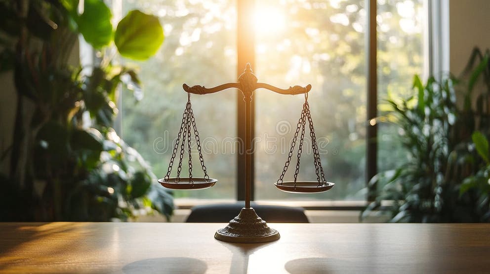 Balanced Empty Scale on a Table with Sunlight Shining through the ...