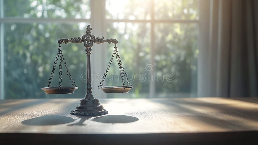 Balanced Empty Scale on a Table with Sunlight Shining through the ...