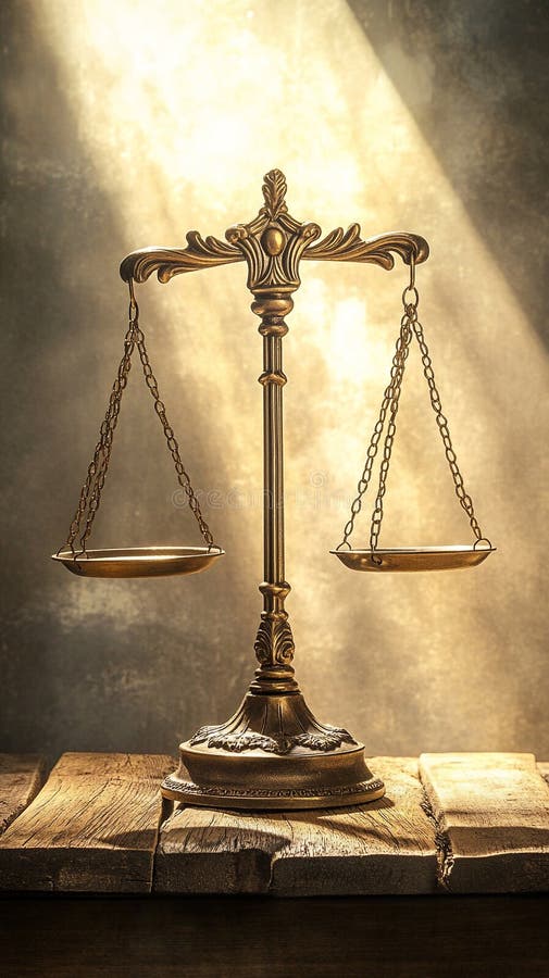 Balanced Empty Scale on a Table with Sunlight Shining through the ...