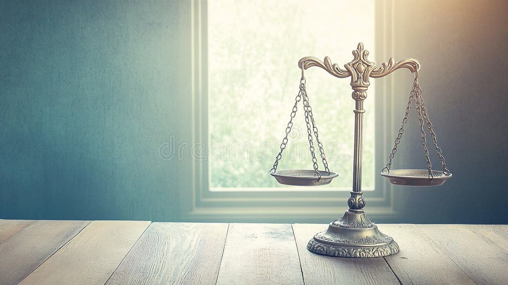 Balanced Empty Scale on a Table with Sunlight Shining through the ...