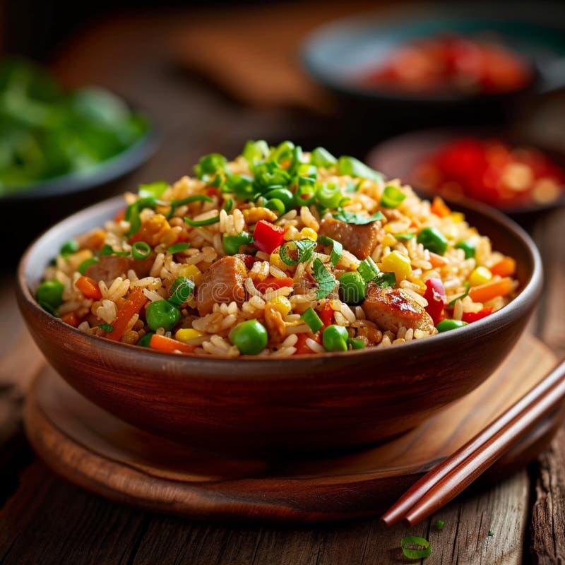 Balanced Feast Enjoy a Nutritious Dinner with Asian Fried Rice Stock ...
