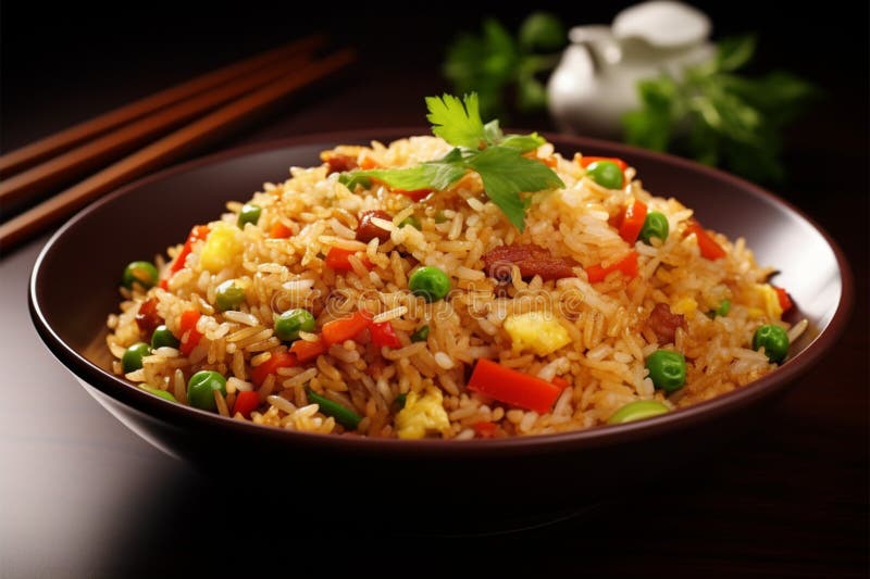 Balanced Feast Enjoy a Nutritious Dinner with Asian Fried Rice Stock ...