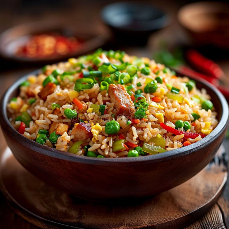 Balanced Feast Enjoy a Nutritious Dinner with Asian Fried Rice Stock ...