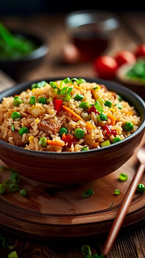 Balanced Feast Enjoy a Nutritious Dinner with Asian Fried Rice Stock ...