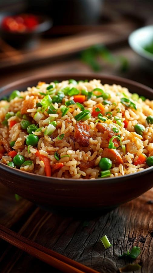 Balanced Feast Enjoy a Nutritious Dinner with Asian Fried Rice Stock ...