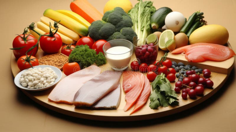 Balanced Food Composition Recipe for Wellbeing Stock Illustration ...