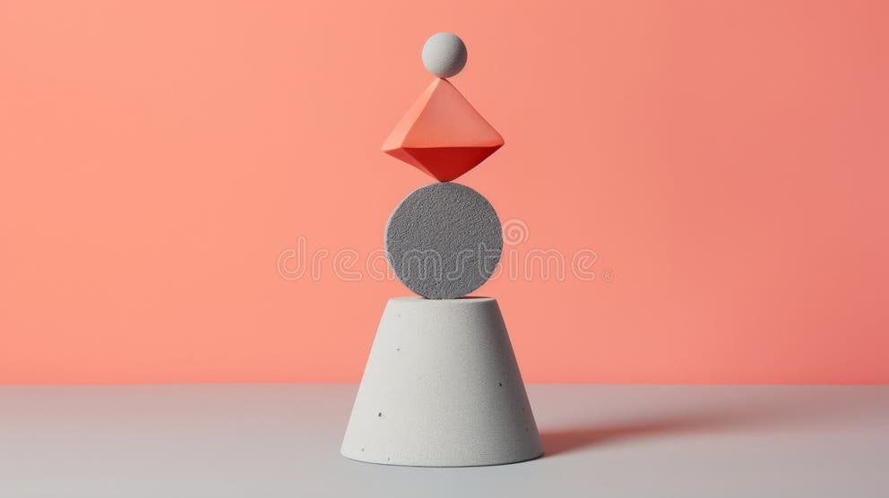 Balanced Geometric Shapes on Pink Background Stock Image - Image of ...