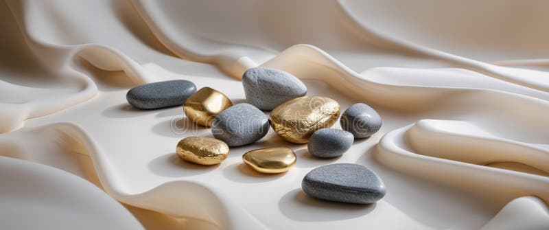 Balanced Gold and Grey Stones on a Pale Surface Stock Photo - Image of ...
