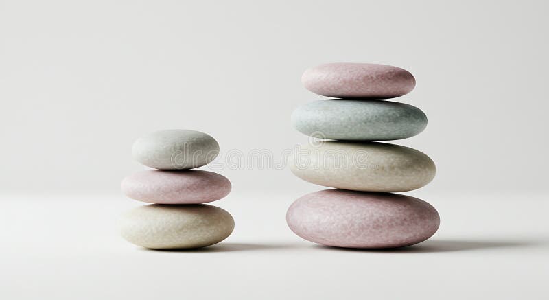 Balanced Pastel Stones: a Study in Serenity and Size Stock Illustration ...