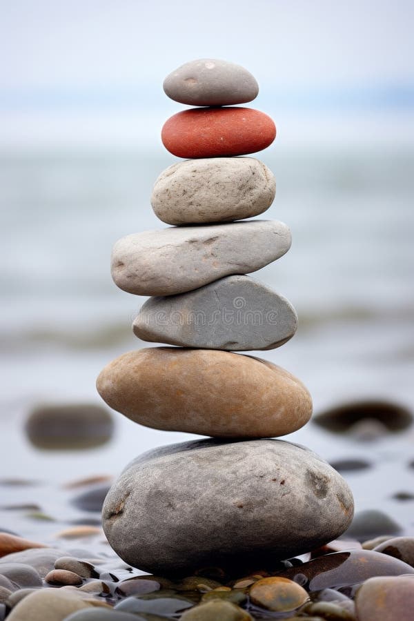 Balanced Pebble Stones Stack. Stock Photo - Image of stack, zenlike ...