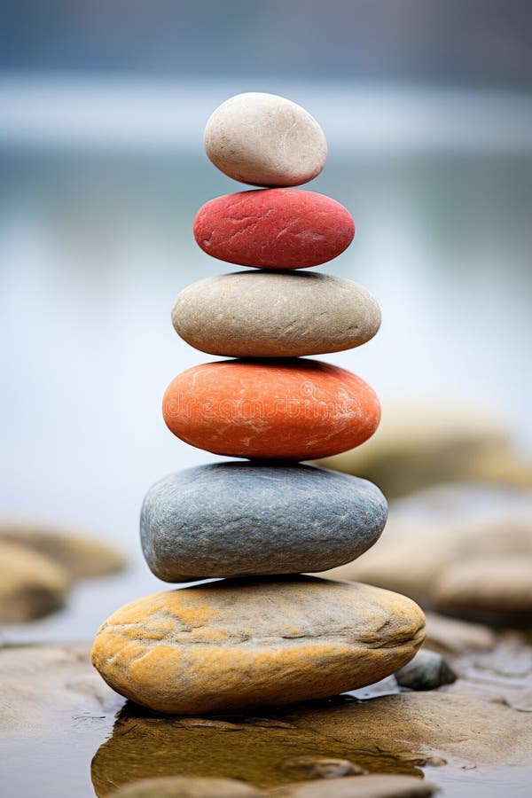 Balanced Pebble Stones Stack. Stock Photo - Image of lake, harmony ...