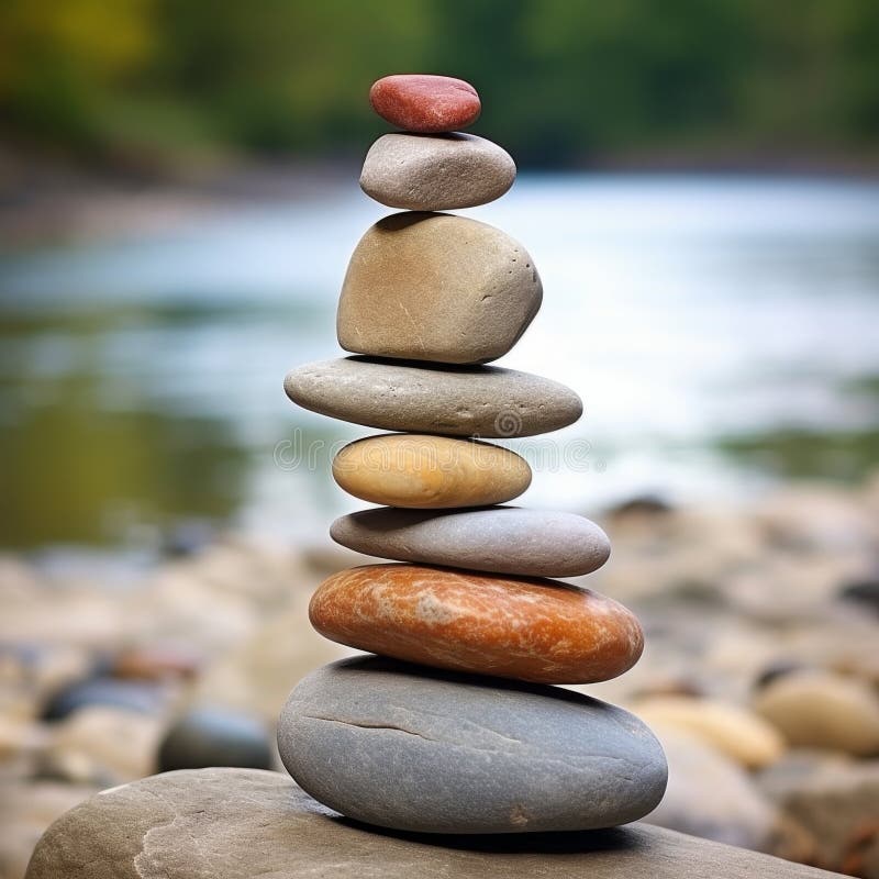 Balanced Pebble Stones Stack. Stock Image - Image of water, zenlike: 354456539