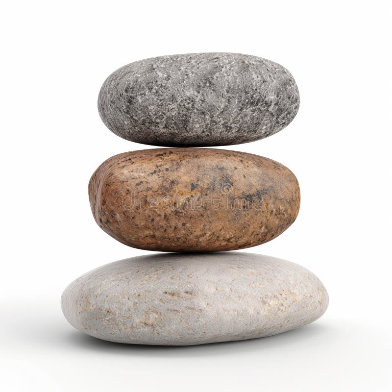 Balanced River Stones Stacked on White Background Stock Illustration ...