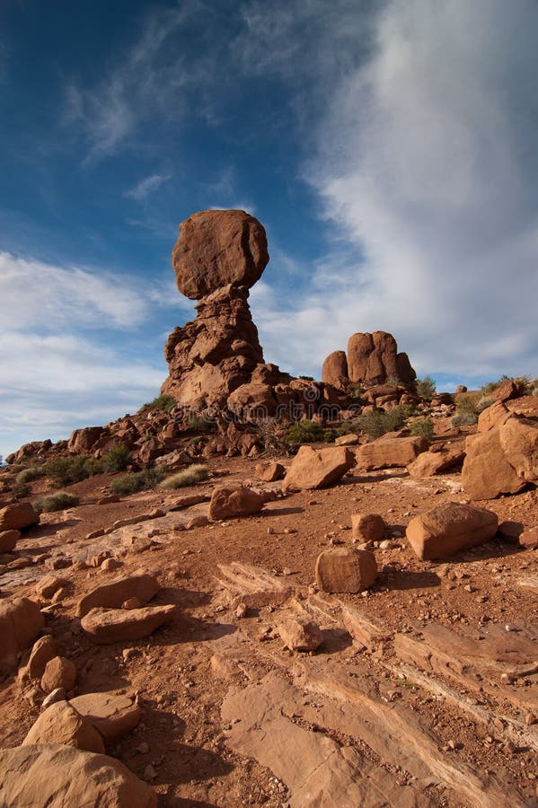 Balanced Rock Reflection Arches National Park Utah Stock Image - Image ...