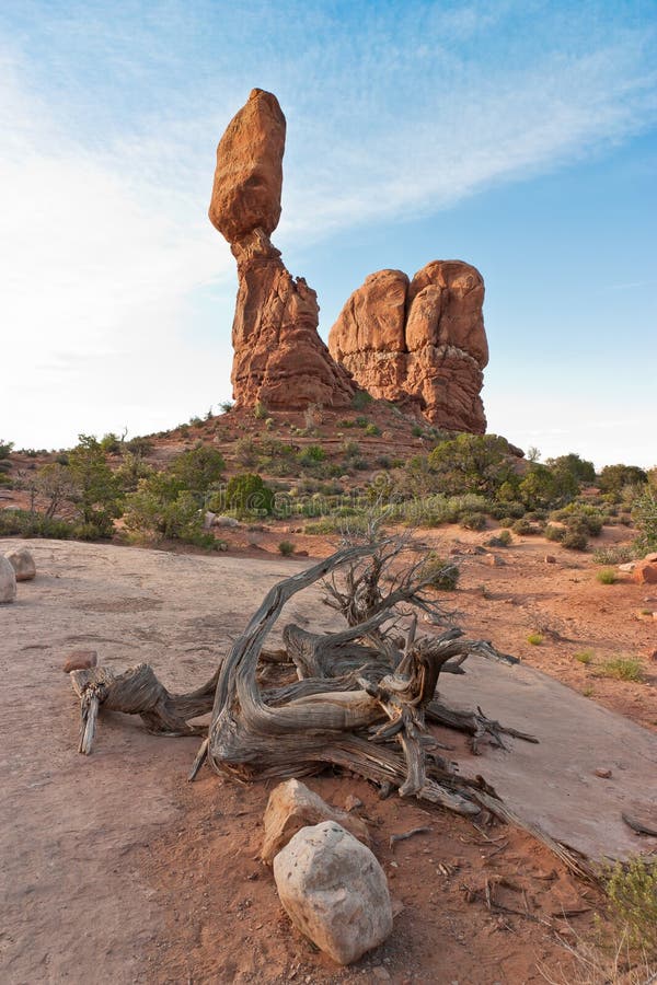 Balanced Rock Reflection Arches National Park Utah Stock Image - Image ...
