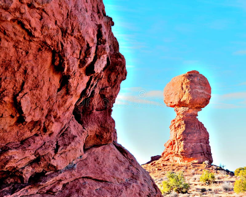 Balanced Rock, Arches National Park, Utah. Stock Image - Image of ...
