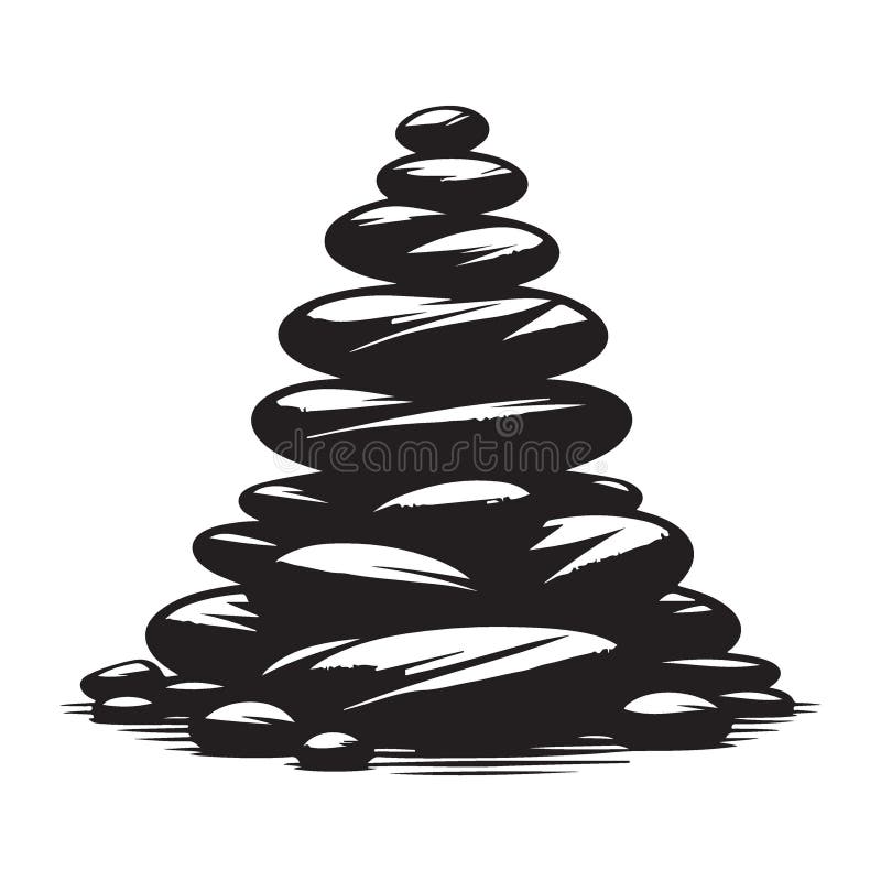 Balanced Rock Stack Silhouette Illustration for Mindfulness and Zen ...