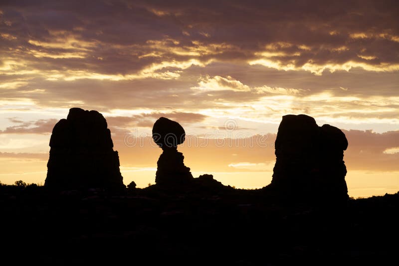 Balanced Rock Sunset Arches N.P. Stock Image - Image of sandstone ...