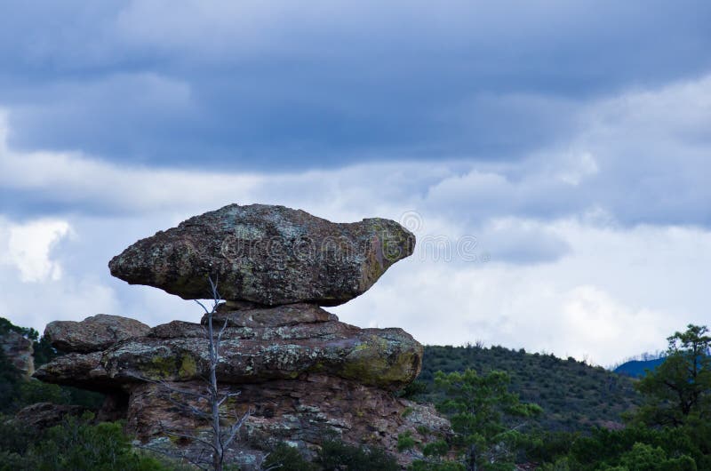 Balanced Rock Under the Dark and Stormy Sky Stock Photo - Image of ...