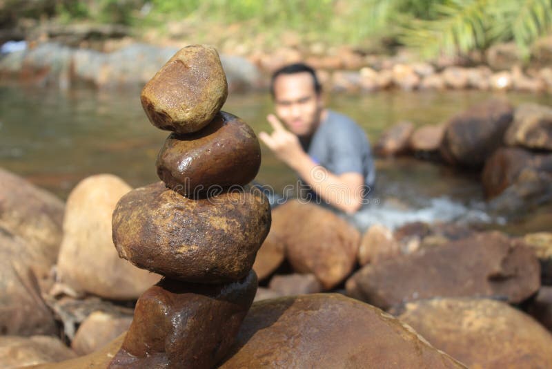 Zen stack stock image. Image of river, stack, back, blurred - 209283823