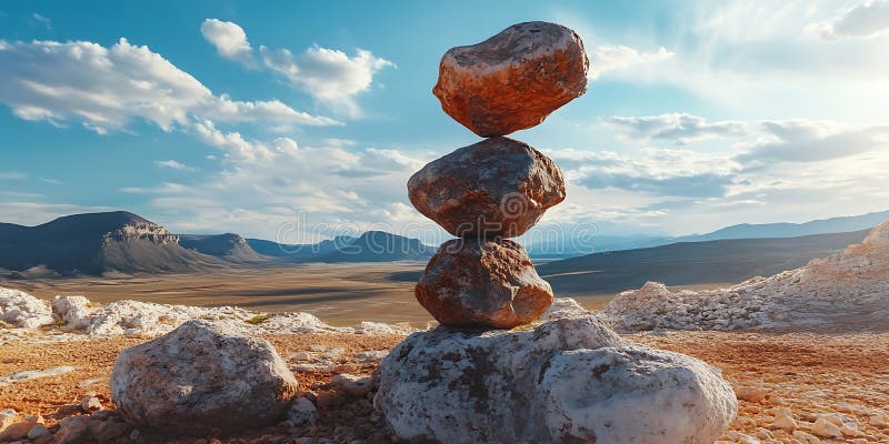 Balanced Rocks Desert Landscape Serenity Stock Illustration ...