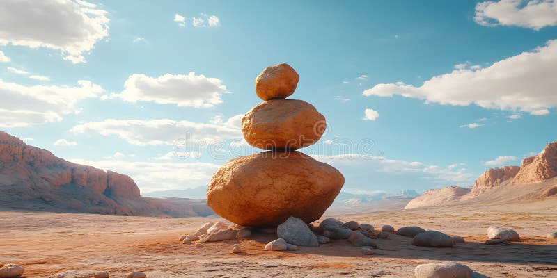 Balanced Rocks Desert Serenity Stock Illustration - Illustration of ...