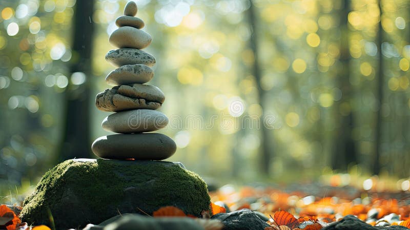 Balanced Rocks on Lush Green Field Stock Illustration - Illustration of ...