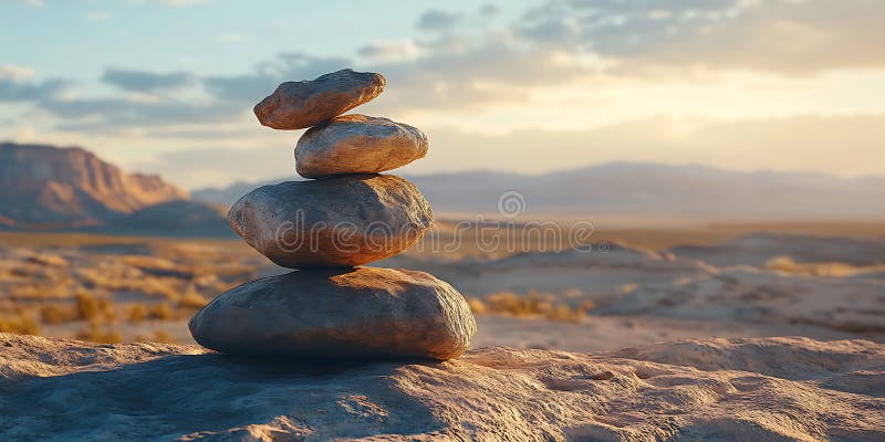 Balanced Rocks Serene Desert Landscape Photography Stock Illustration ...