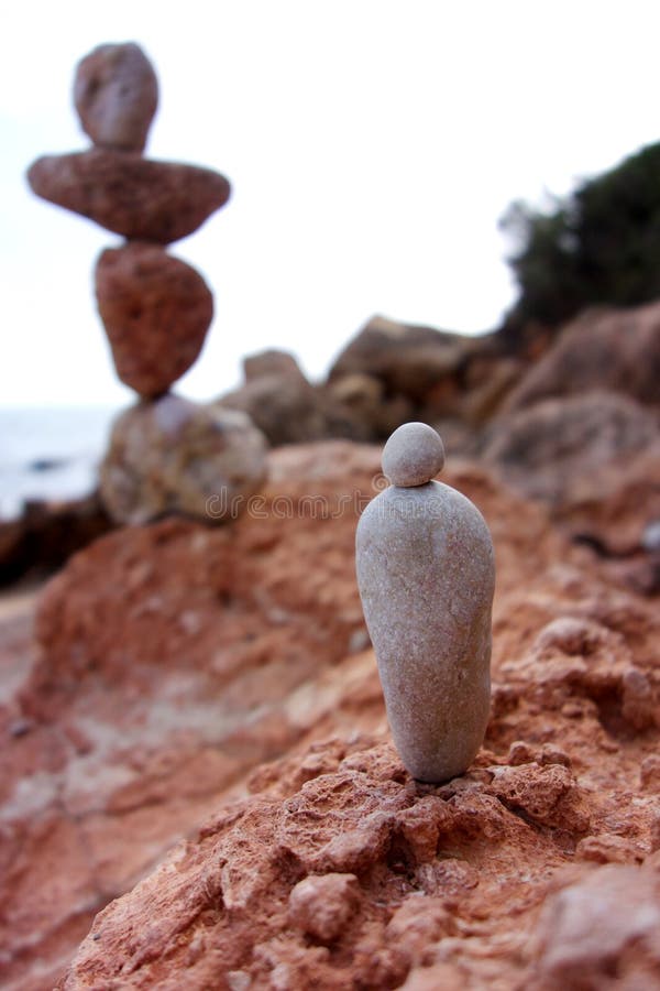 Balanced Rocks with Stone Figure Stock Image - Image of stones ...