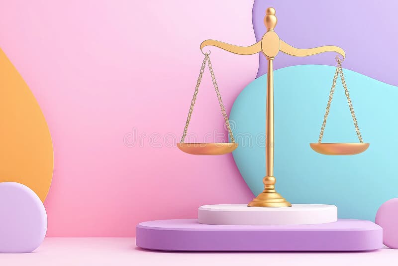 A Balanced Scale is Displayed Against a Pastel Background, Embodying ...