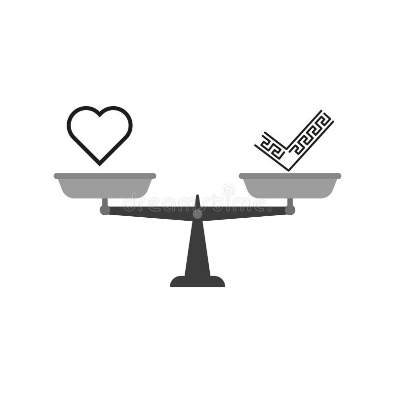 Balanced Scale with Heart and Geometric Symbol. Concept of Love and ...