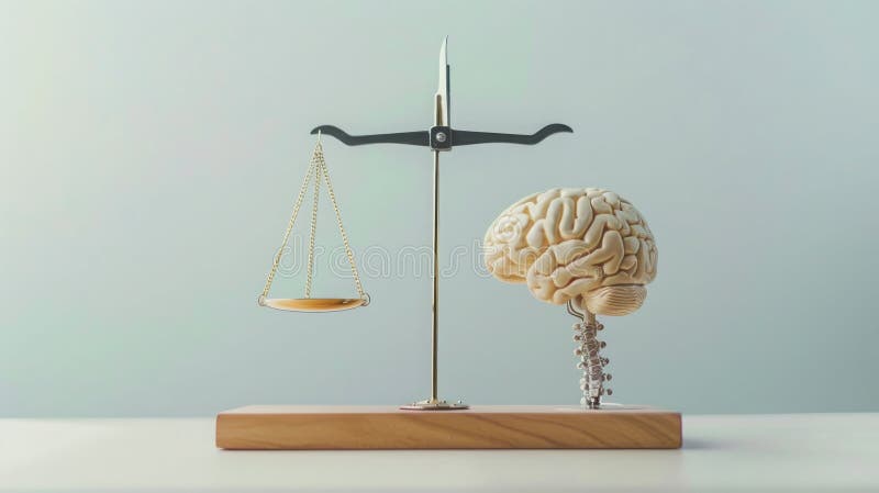 Balanced Scale with Human Brain and AI Chip, Representing Fairness in ...