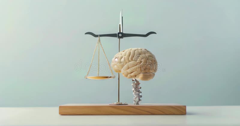 Balanced Scale with Human Brain and AI Chip, Representing Fairness in ...
