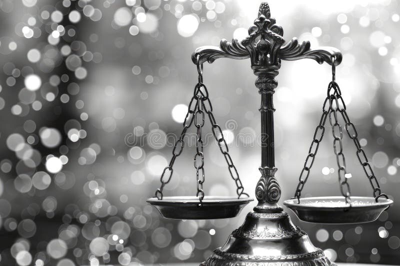 Elegant Silver Scales of Justice on Sparkling Background Stock ...