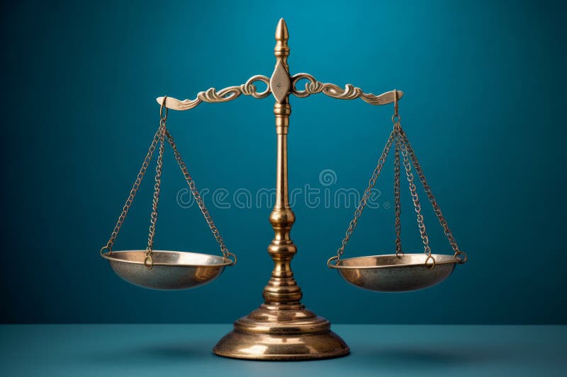 Balanced Scale with One Weight on a Blue Background. Symbolize Justice ...
