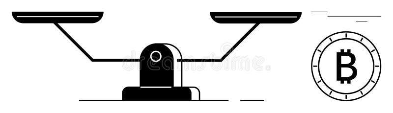 Balanced Scale Parallel To Bitcoin Symbol Representing Cryptocurrency ...