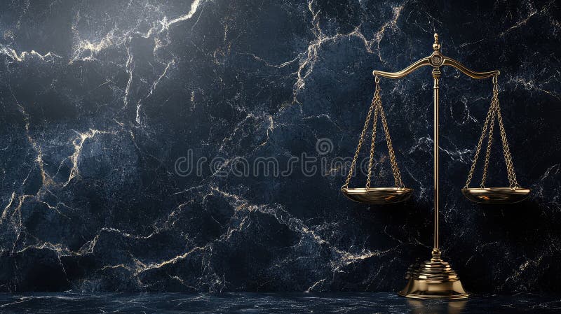 Balanced Scale Symbolizing Justice on Dark Marble Background Stock ...