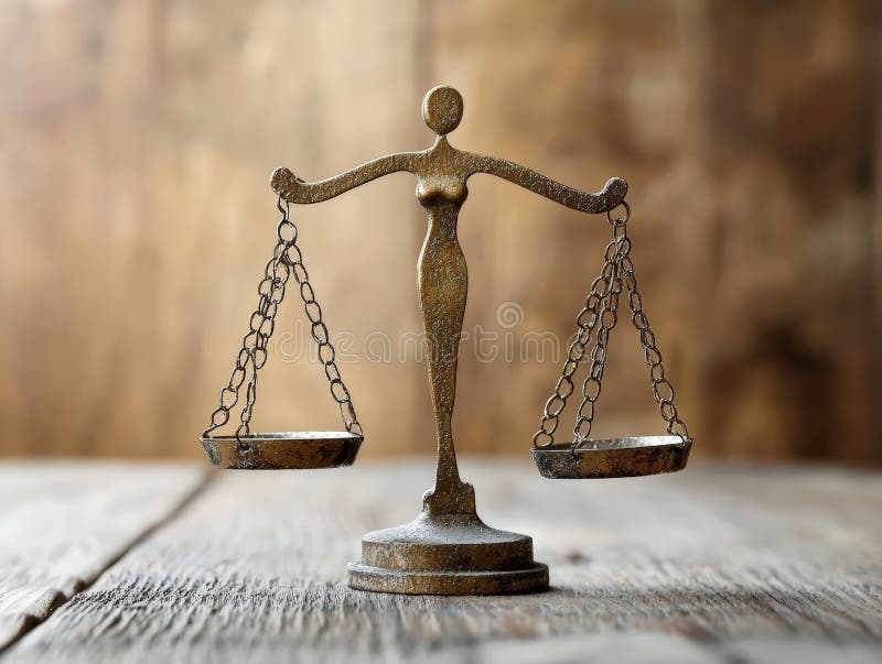 Balanced Scales of Justice in an Artistic Setting Stock Illustration ...