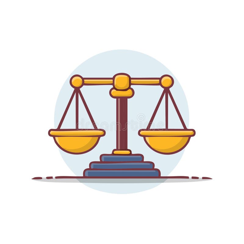 Balanced Scales of Justice Cartoon Icon Symbolizing Law and Equality ...