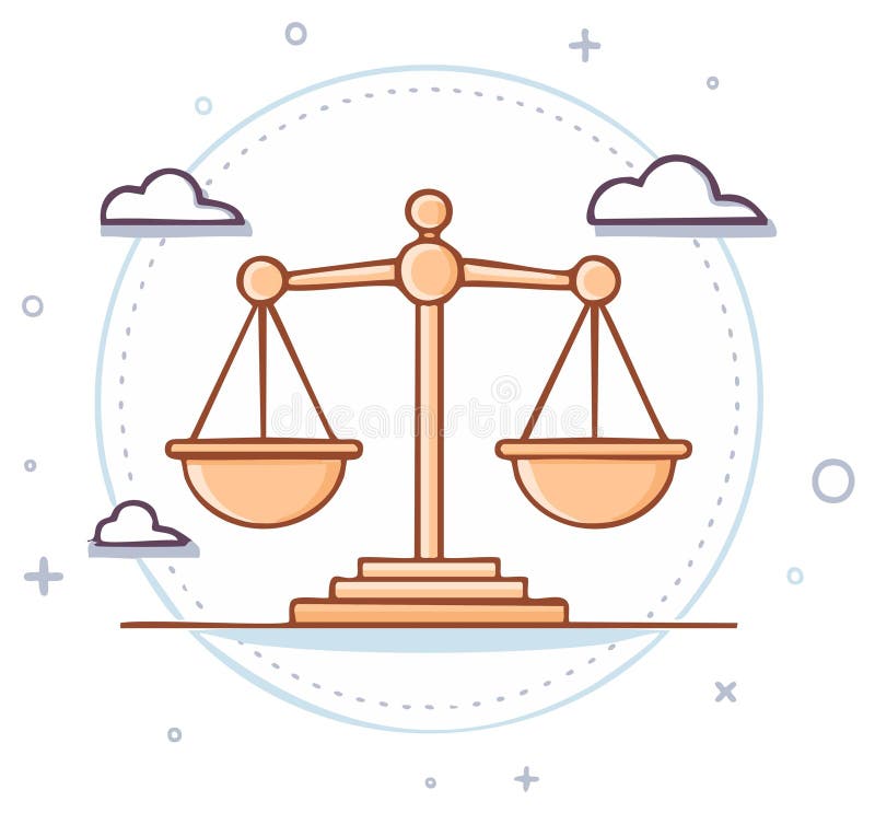 Balanced Scales Flat Vector Illustration Stock Vector - Illustration of empty, crime: 169366289