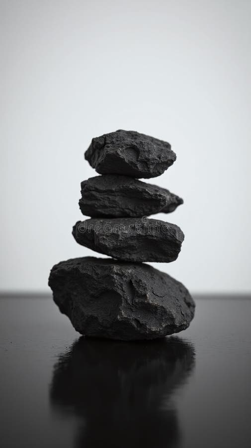 A Balanced Stack of Dark Stones Against a White Backdrop Stock Illustration - Illustration of ...