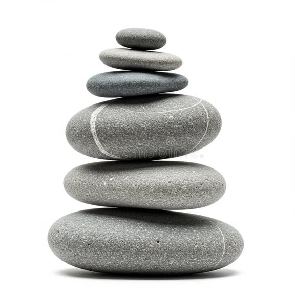 A Balanced Stack of Five Smooth, Flat Pebbles Arranged in Descending ...