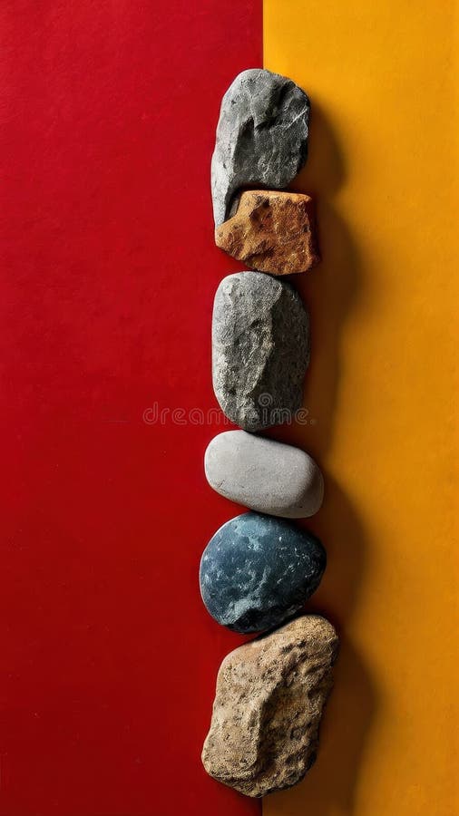 Balanced Stack of Natural Stones on Dual-tone Background Stock Image ...