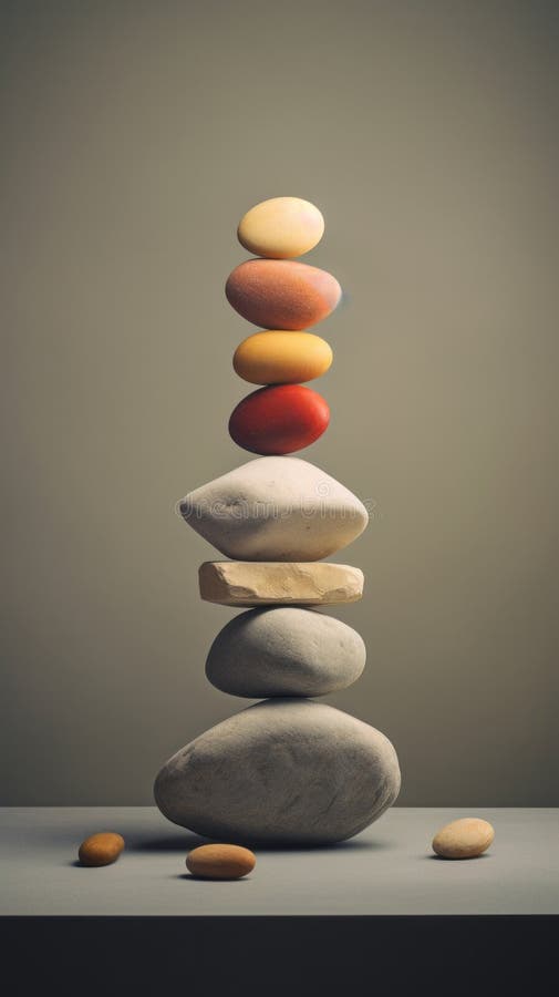 A Balanced Stack of Rocks on a Table Stock Image - Image of nature ...