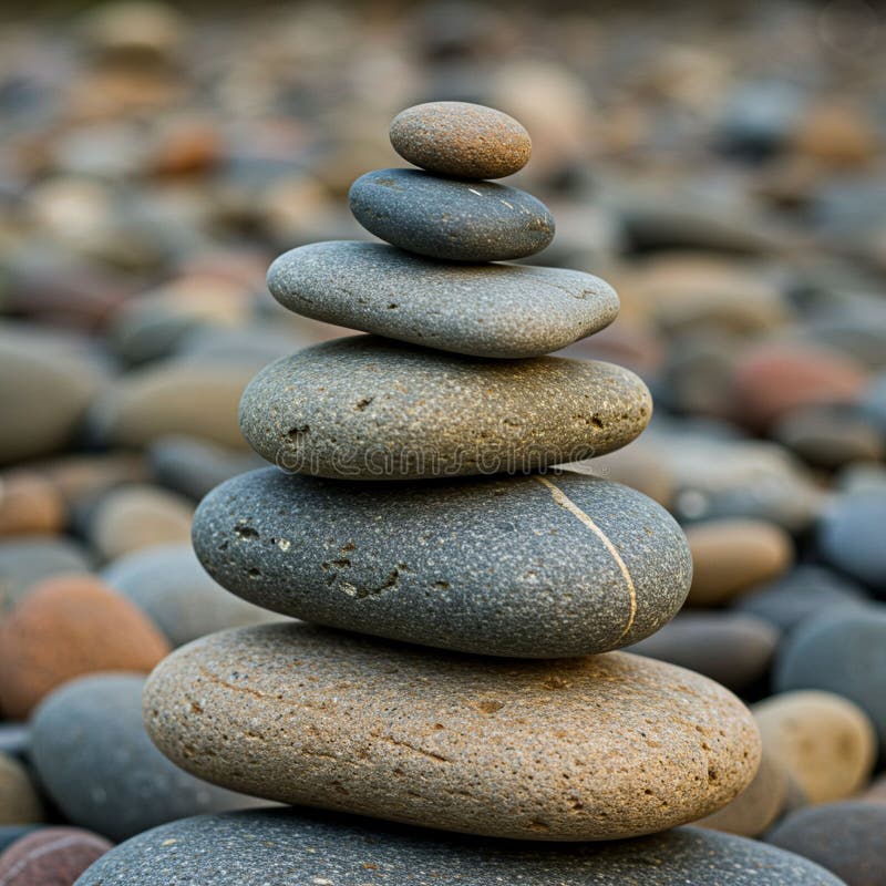 A Balanced Stack of Smooth Pebbles Forms a Tower, Arranged from Largest ...