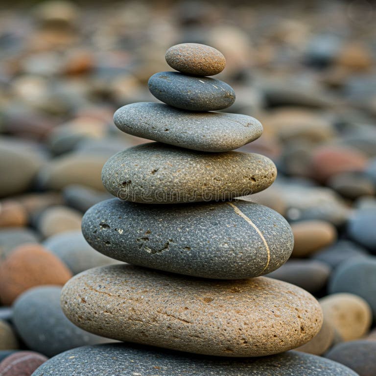 A Balanced Stack of Smooth Pebbles Forms a Tower, Arranged from Largest ...