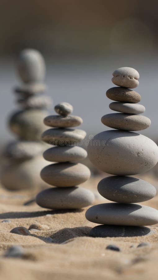 Balanced Stack of Smooth Stones on a Beach Stock Illustration ...