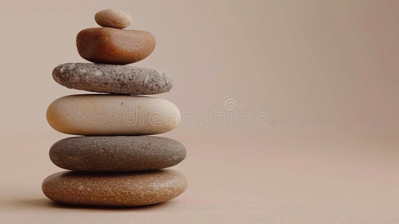 Balanced Stack of Smooth Stones on Beige Background Symbolizing ...