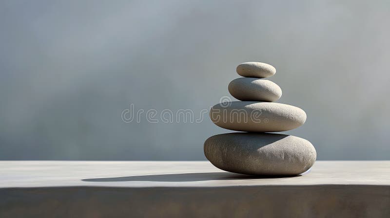 A Balanced Stack of Smooth Stones Carefully Arranged on a Wooden ...