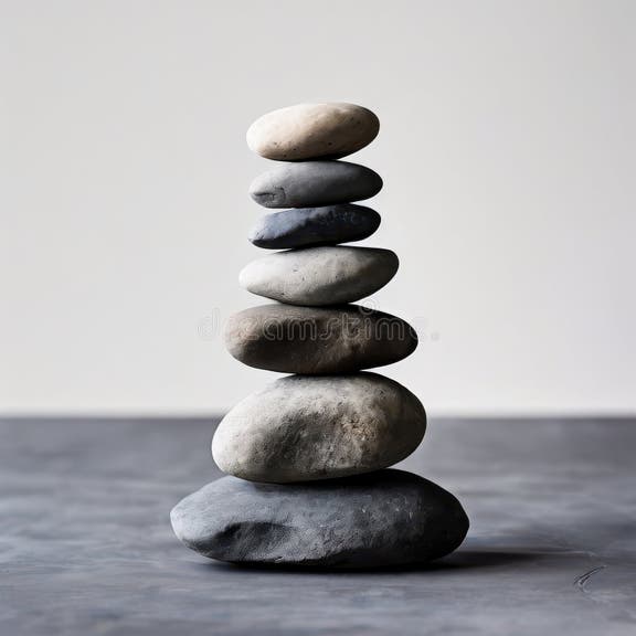 Balanced Stack of Smooth Stones on Gray Surface Stock Photo - Image of ...